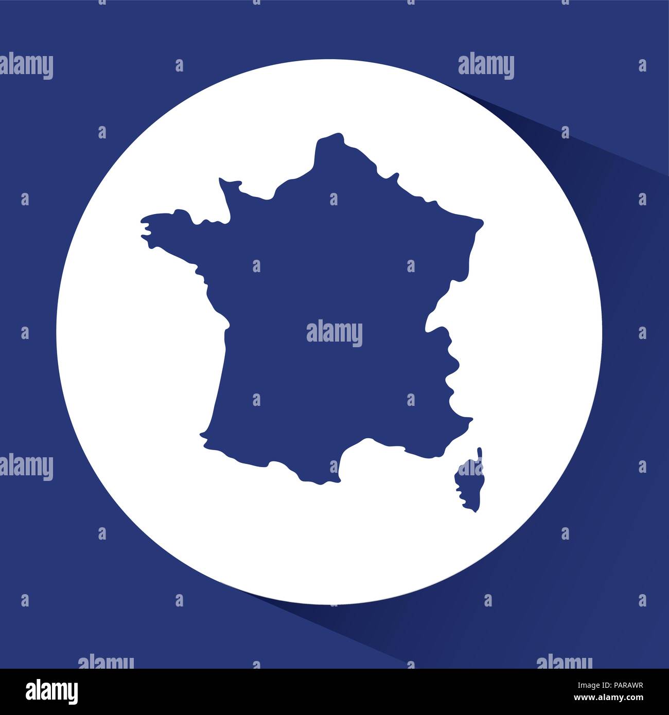 france map icon over white circle and blue background, vector ...