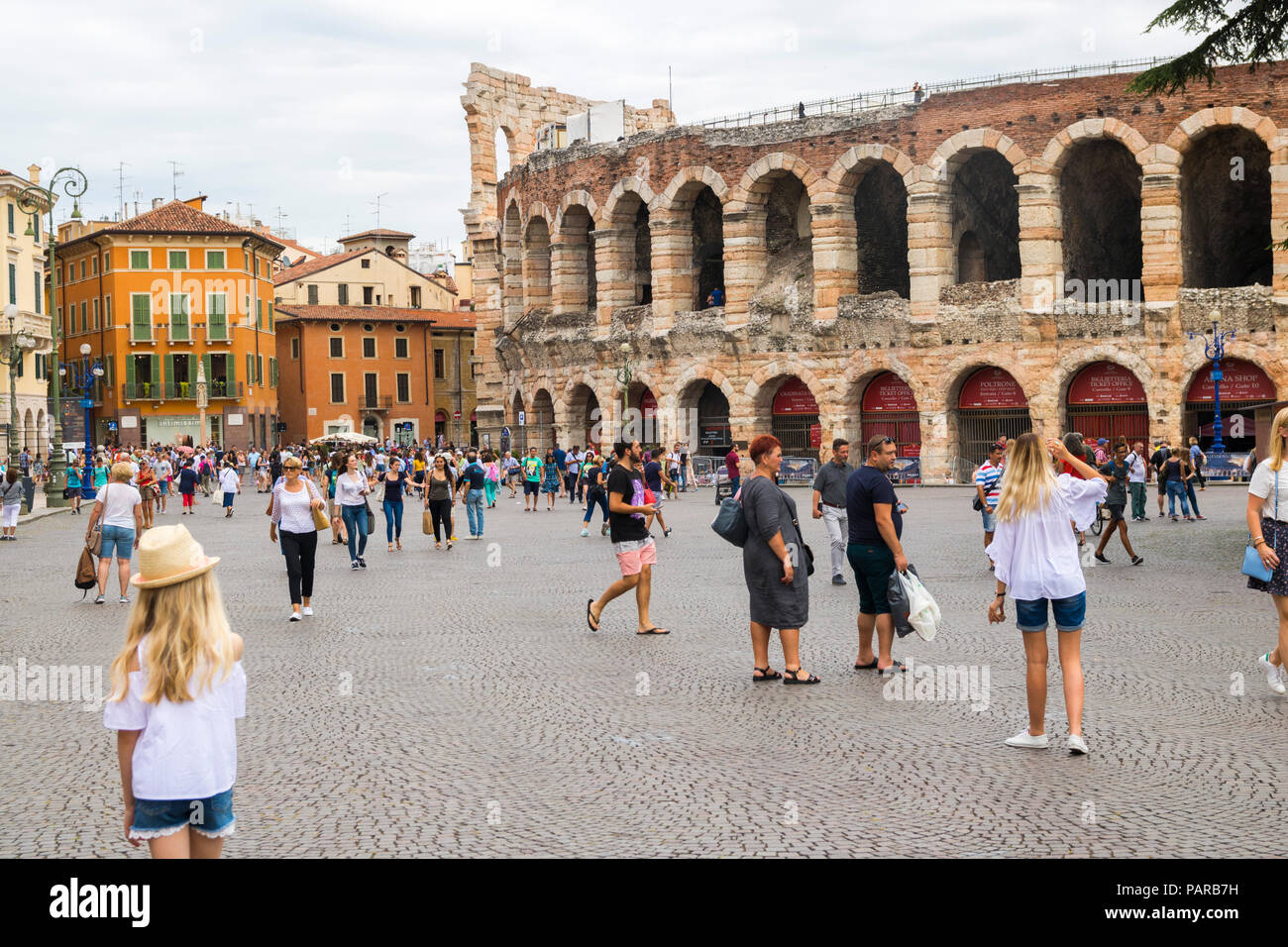 The Verona Arena, Roman amphitheatre, Piazza Bra in Verona, Italy ...