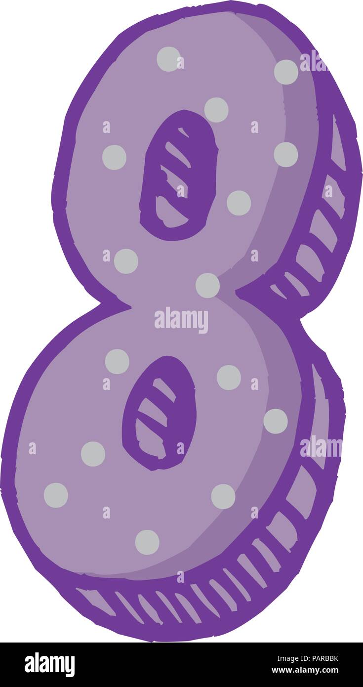 cute number eight over white background, vector illustration Stock ...