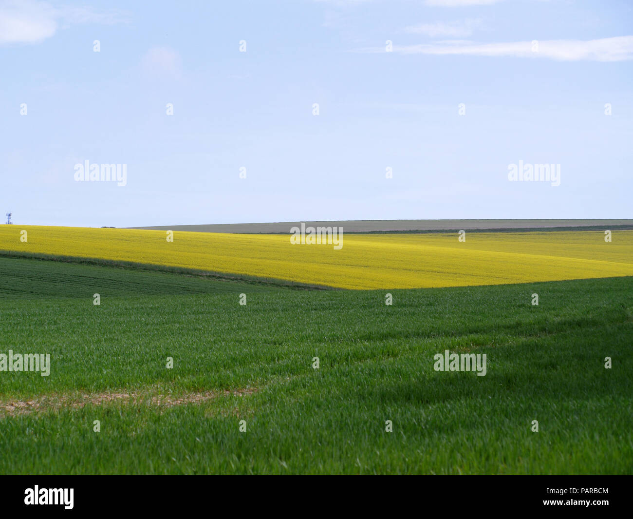 View across scenic countryside in the South Downs from Falmer, Brighton ...