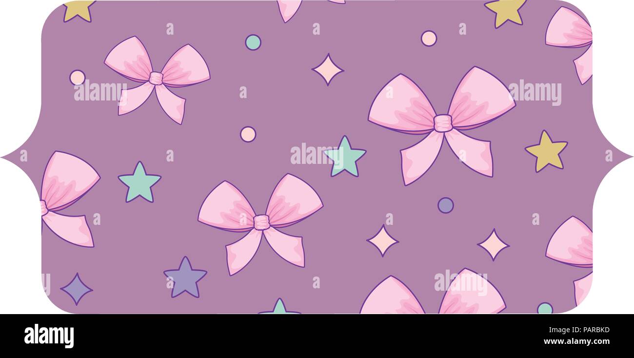 banner with bows and stars pattern over white background, vector ...