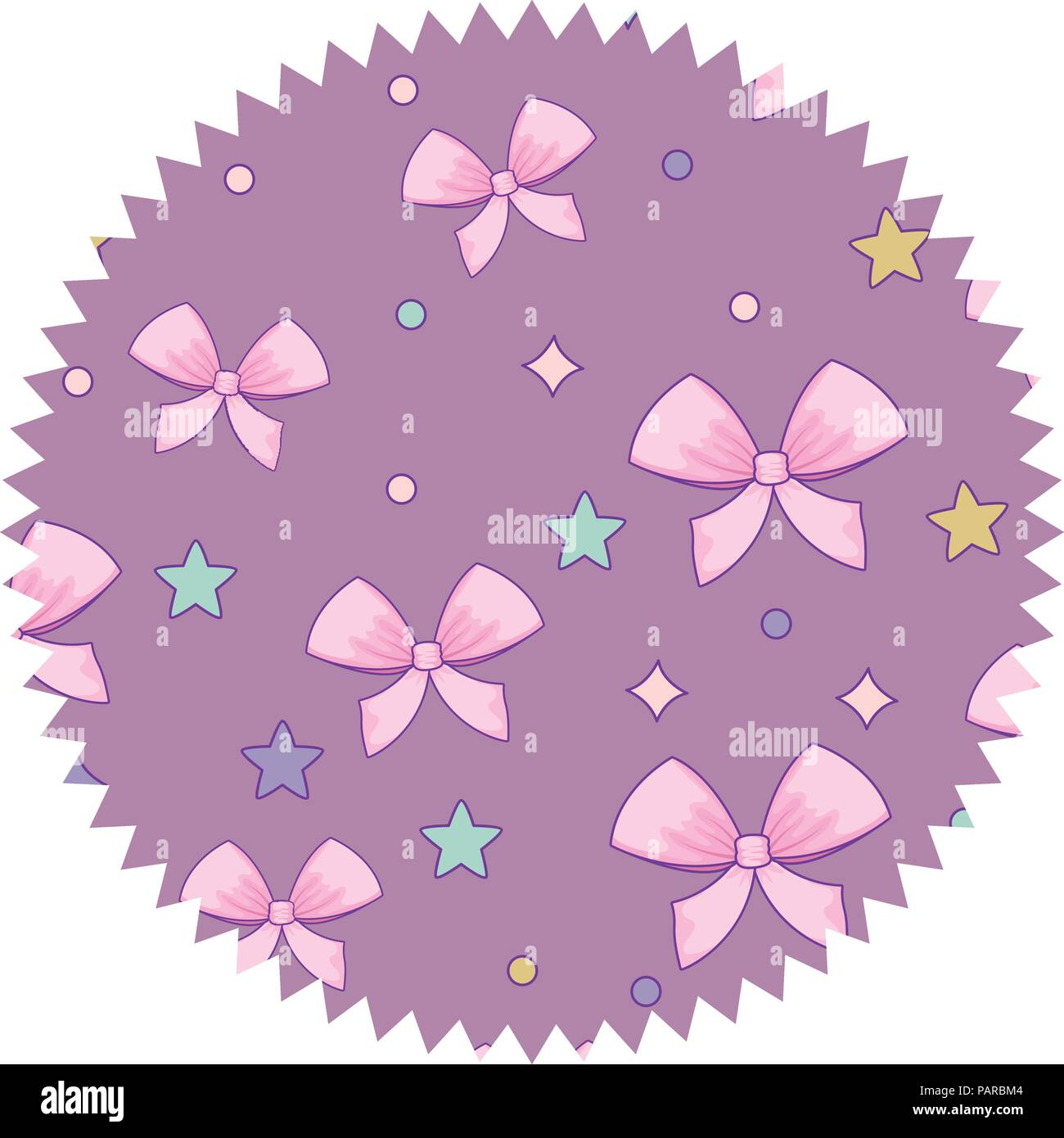 seal stamp with bows and stars pattern over white background, vector ...