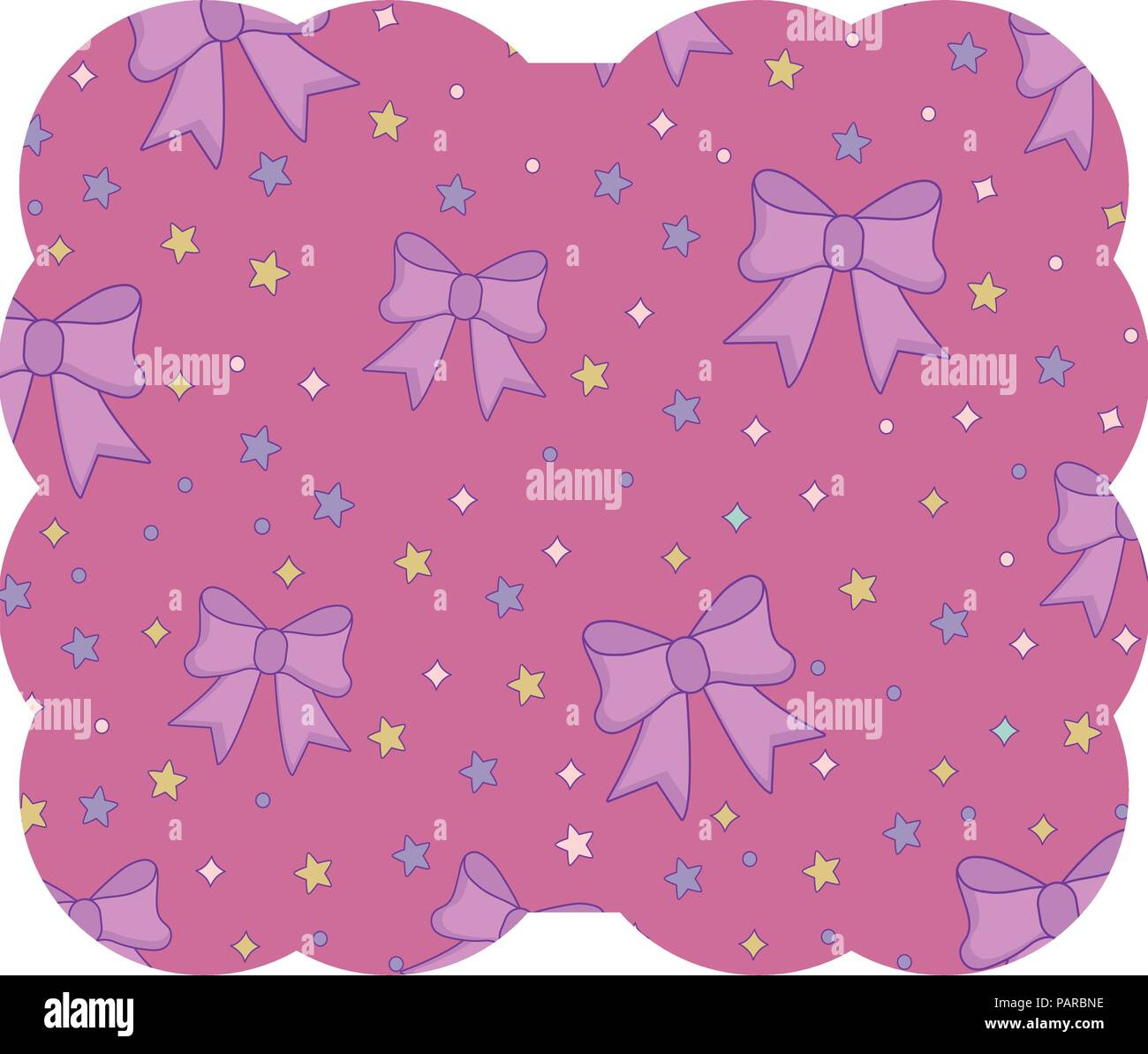 decorative frame with stars and bows pattern over white background ...