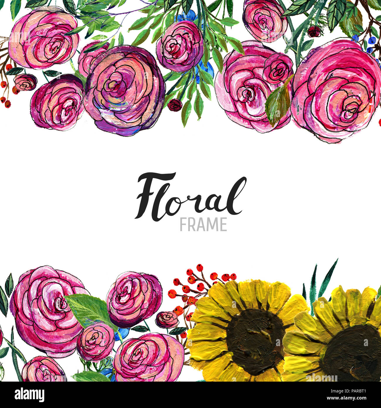 Hand drawn Flower Border Stock Photo - Alamy
