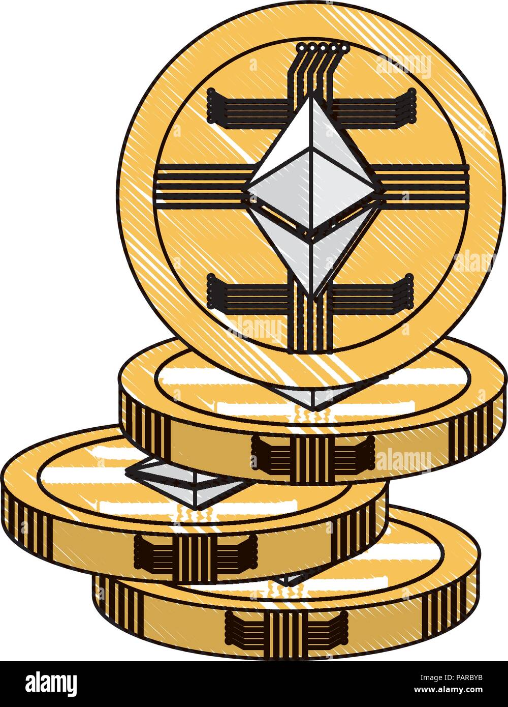 ethereum coins icon over white background, vector illustration Stock ...