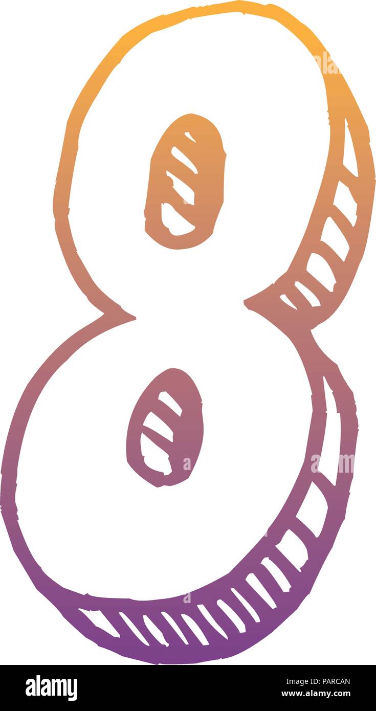 cute number eight over white background, vector illustration Stock ...