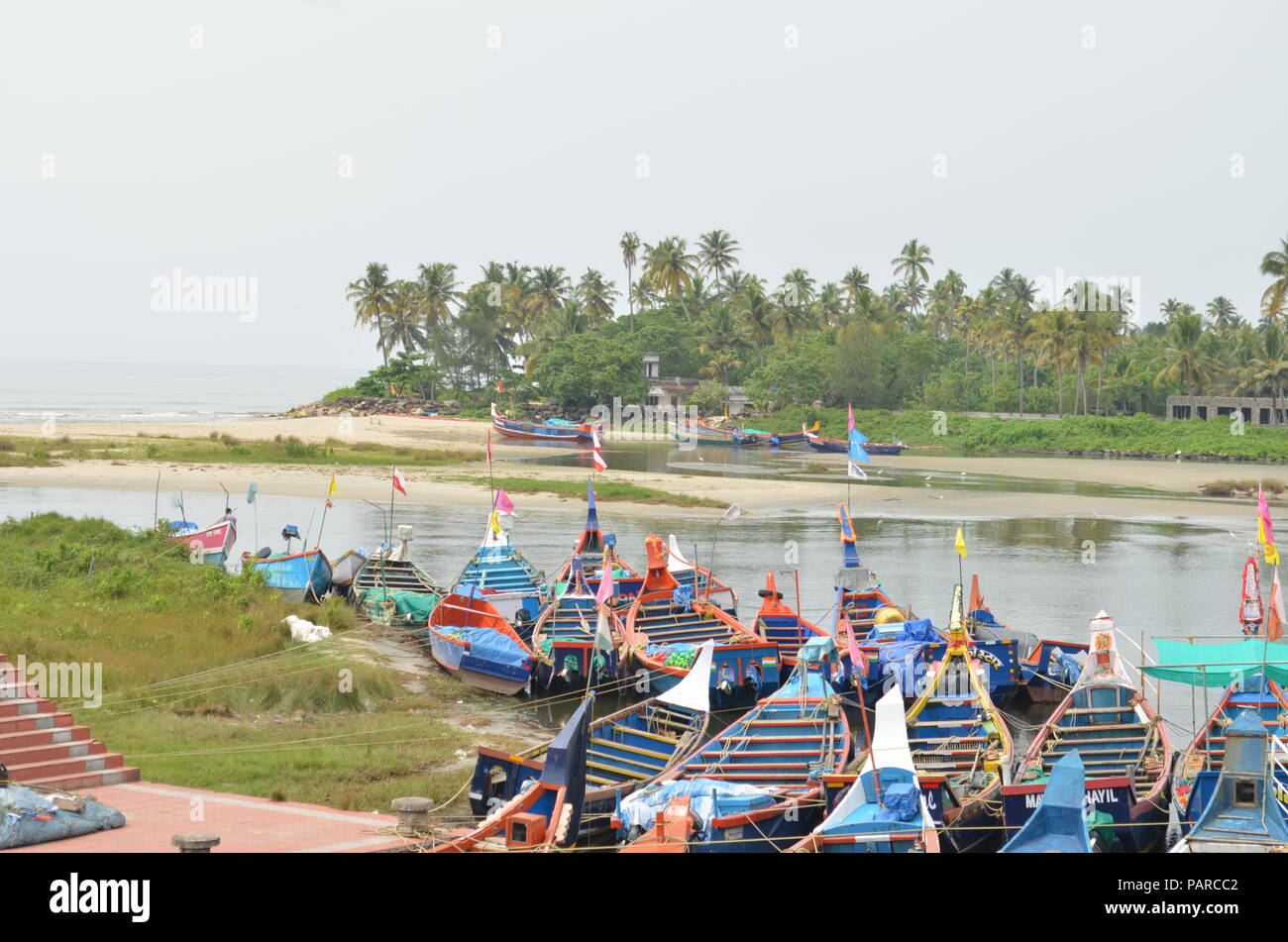 Many crowded fishing boats Stock Photo - Alamy