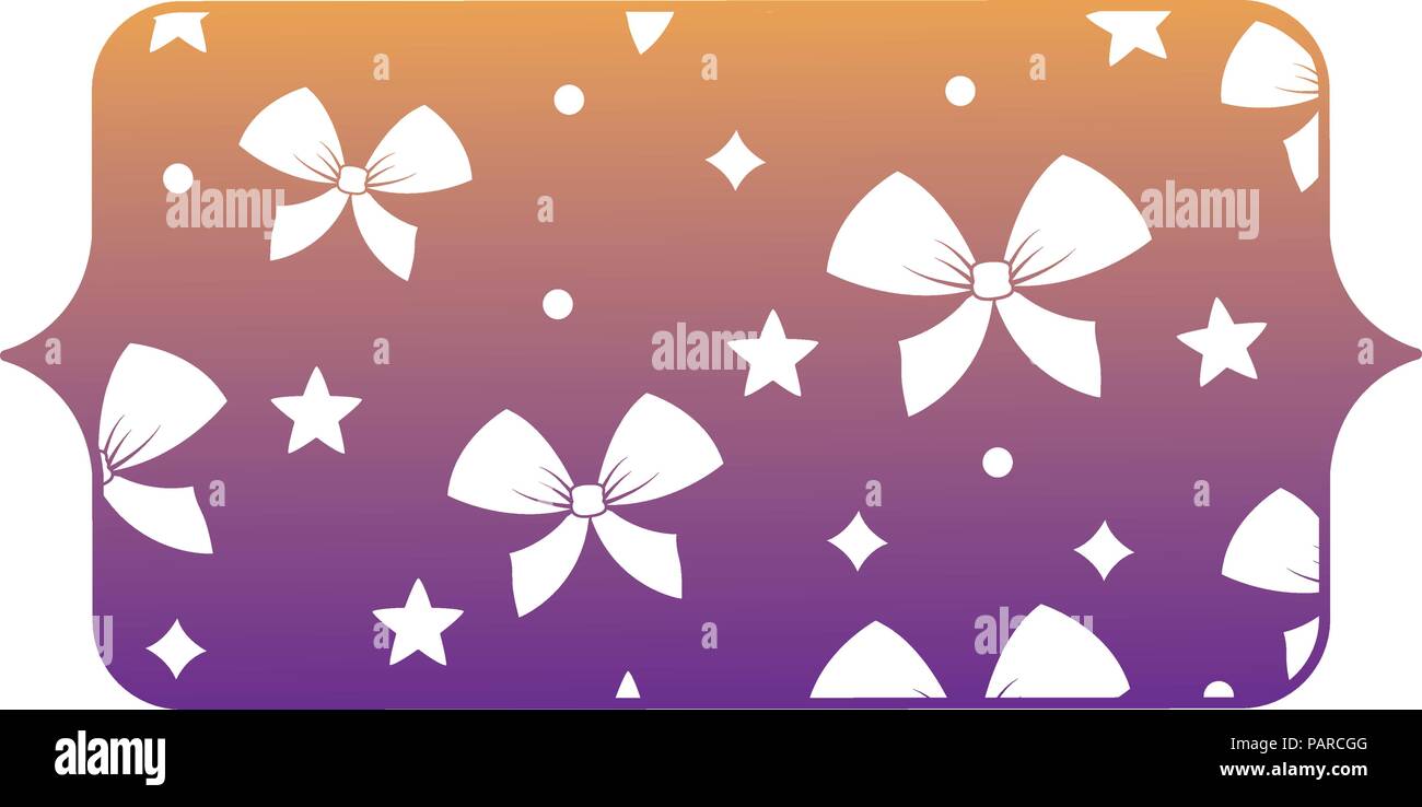 banner with bows and stars pattern over white background, vector ...