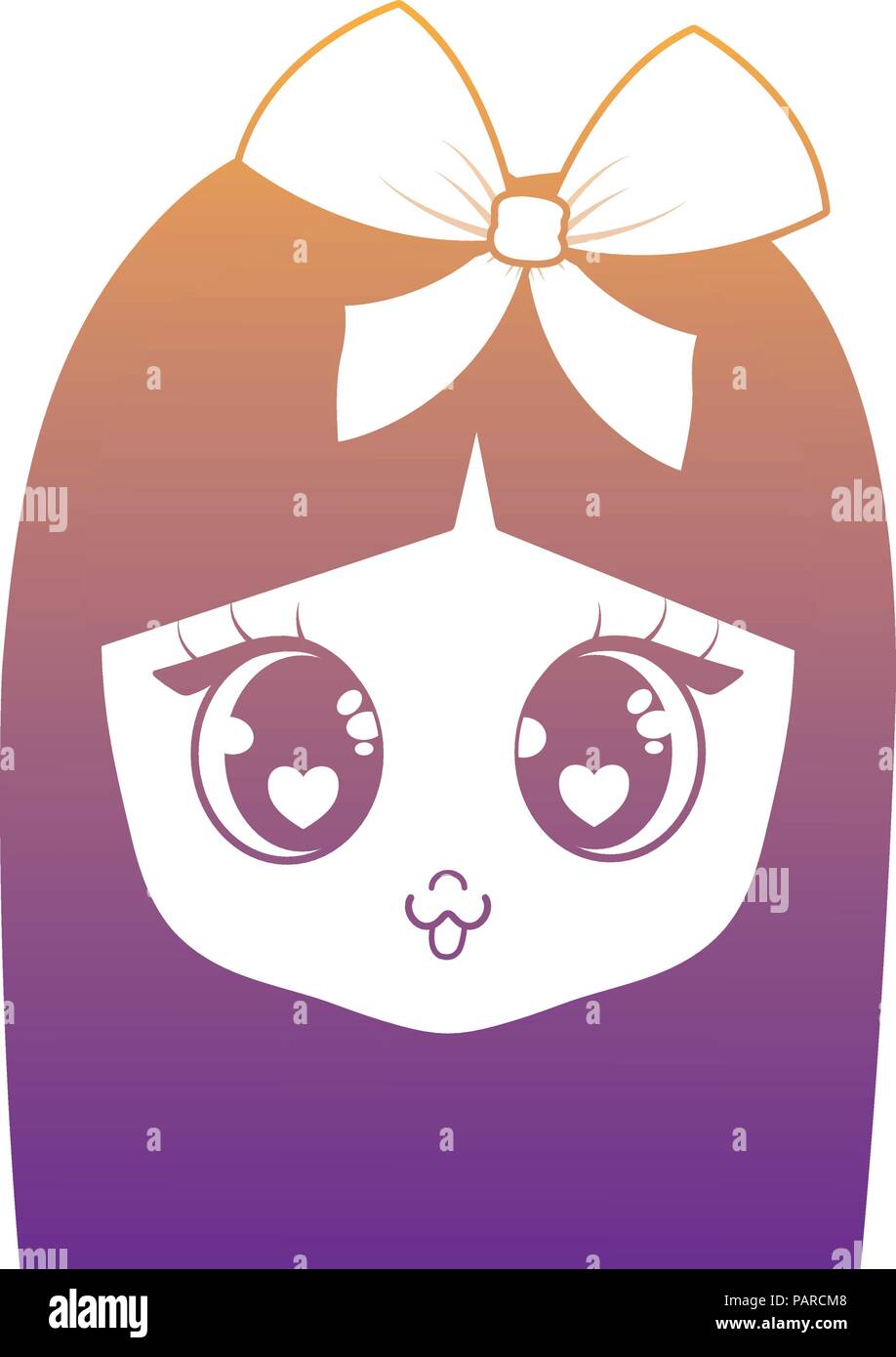 Face Of Kawaii Girl Icon Over White Background Colorful Design Vector
