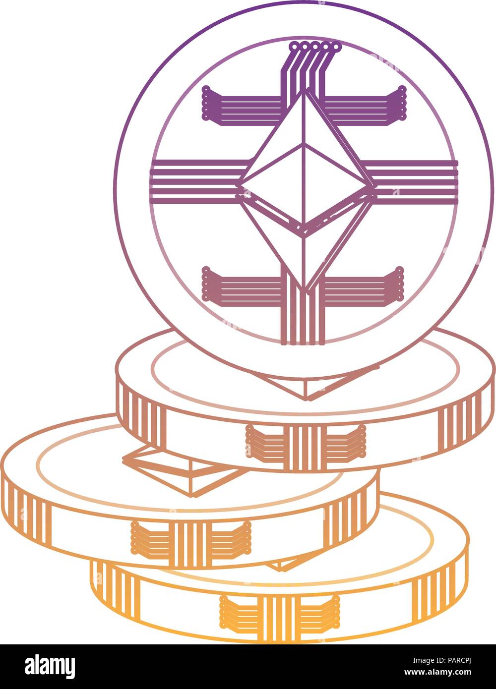 ethereum coins icon over white background, vector illustration Stock ...