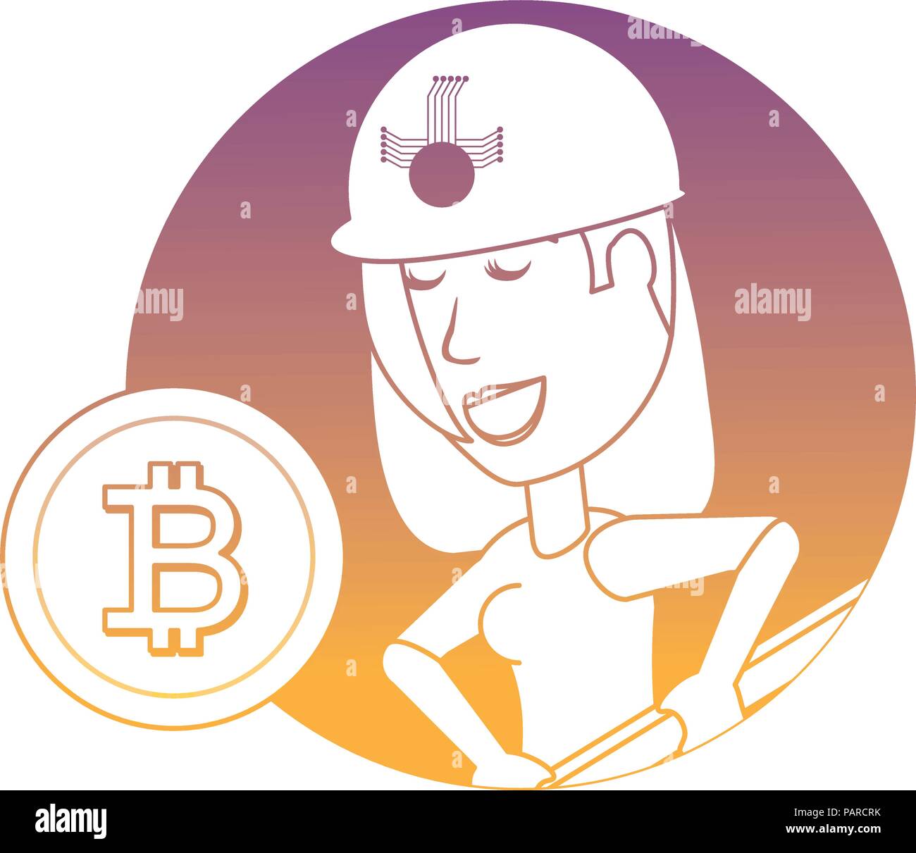 cartoon woman with bitcoin coin icon over white background, vector ...