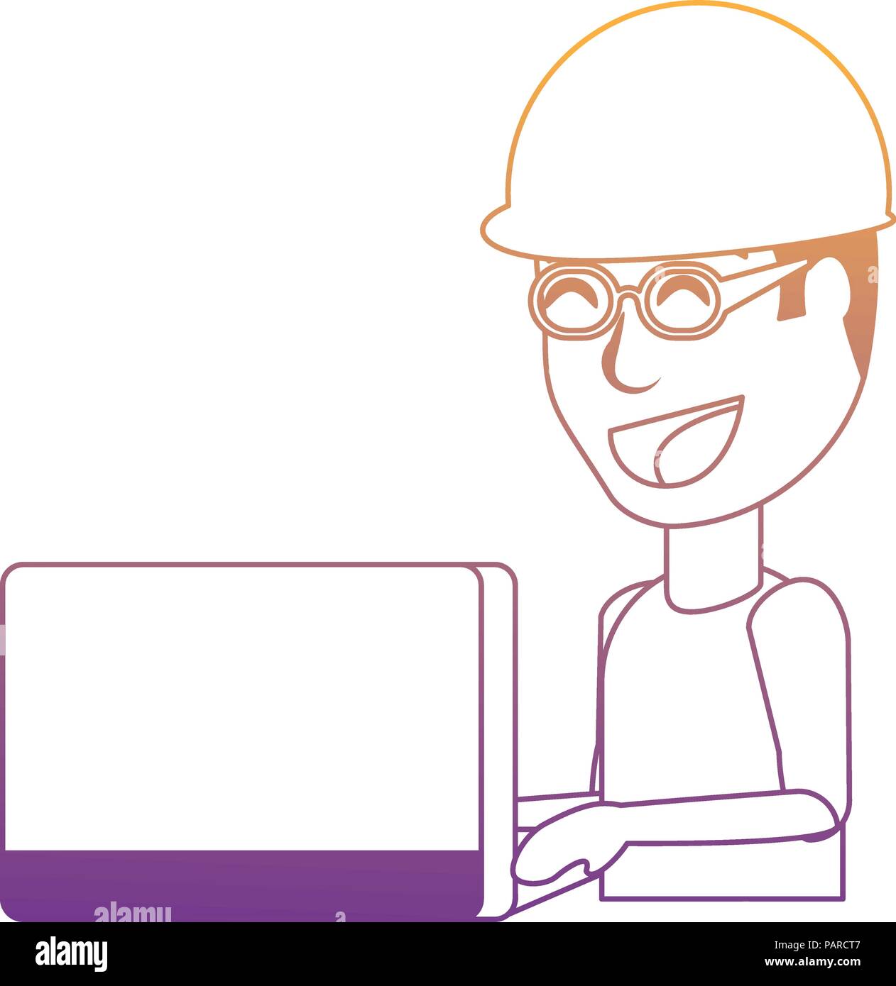 cartoon man with laptop computer icon over white background, vector ...