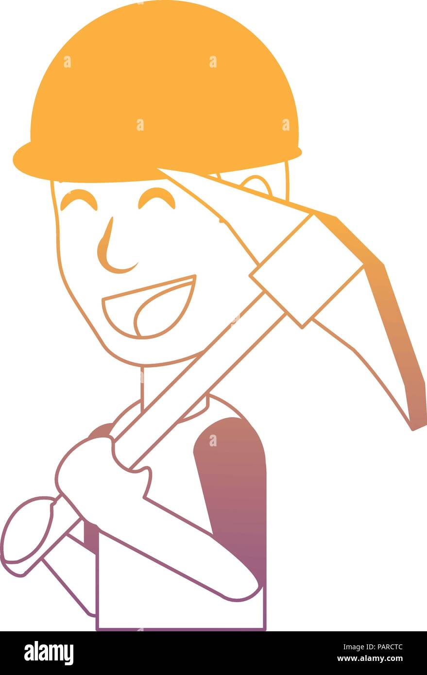 cartoon man with pickaxe icon over white background, vector ...