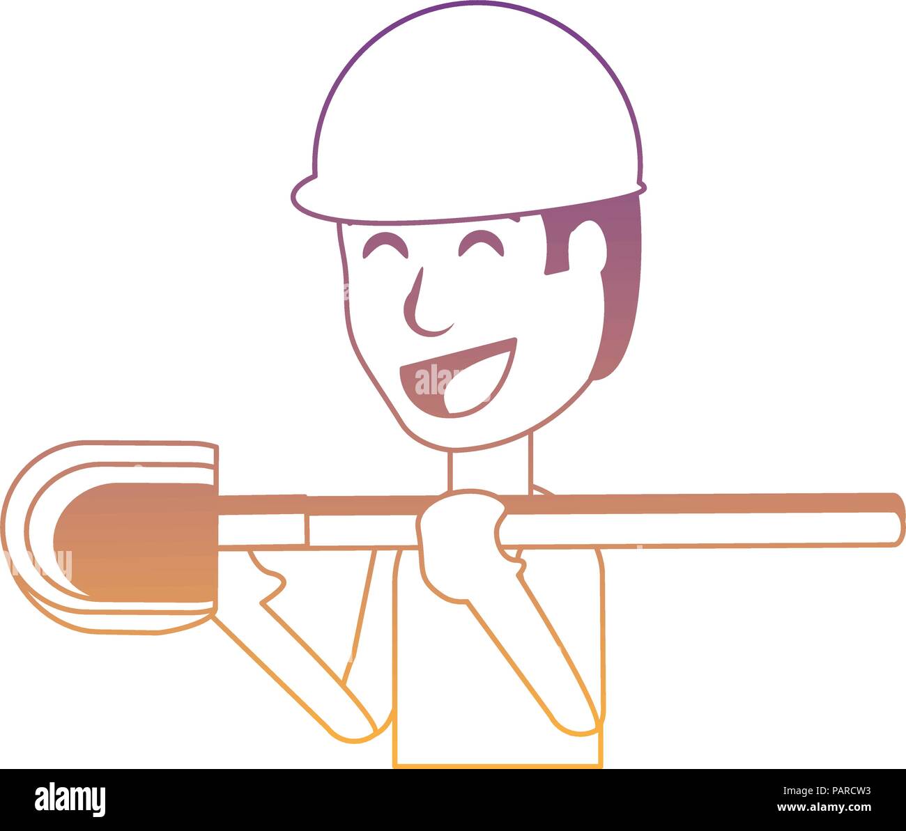 cartoon man with shovel icon over white background, vector illustration ...