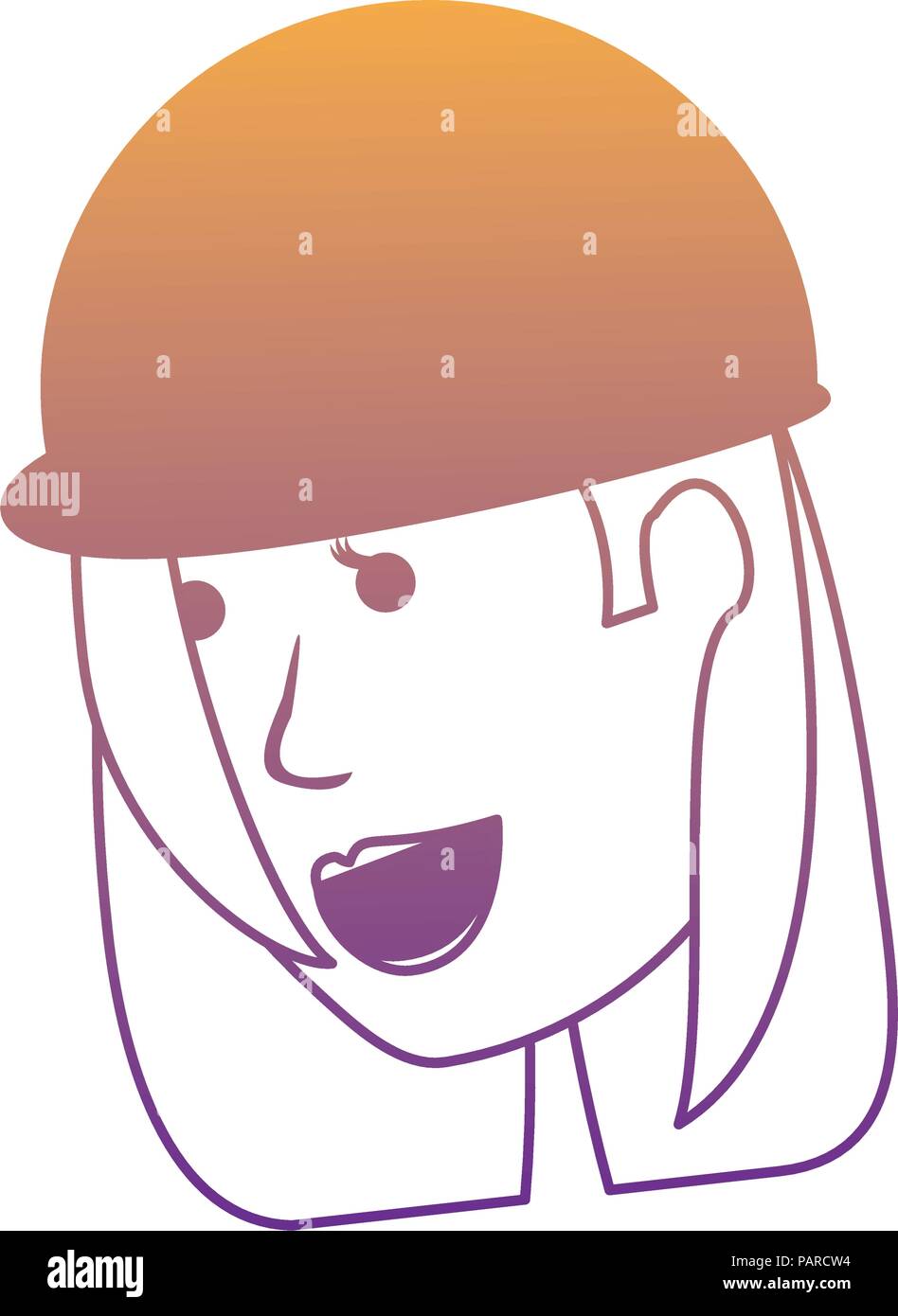 cartoon woman with safety helmet icon over white background, vector ...