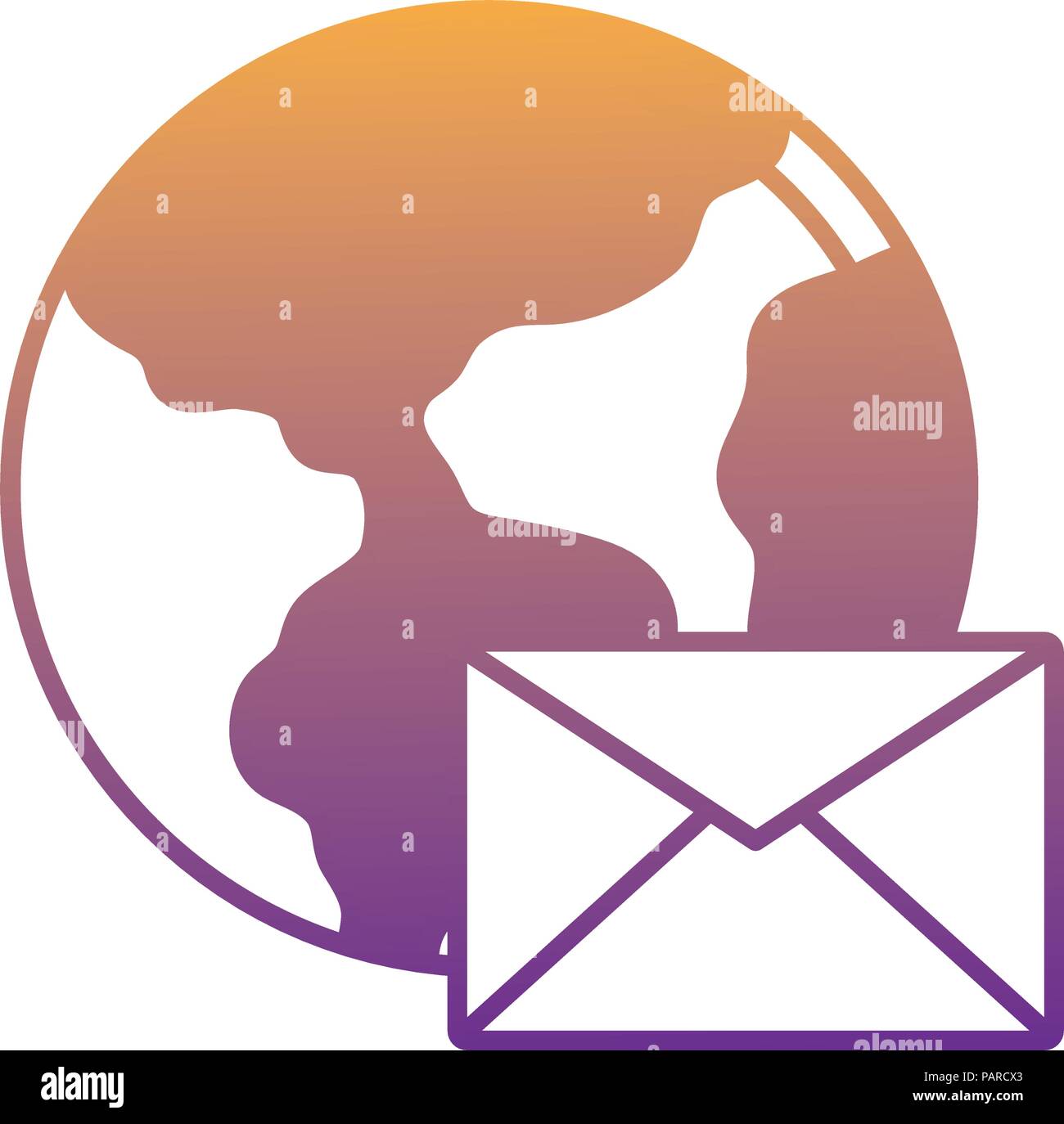 earth planet and envelope icon over white background, vector ...