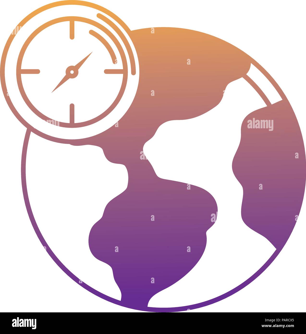 earth planet and clock icon over white background, vector illustration ...