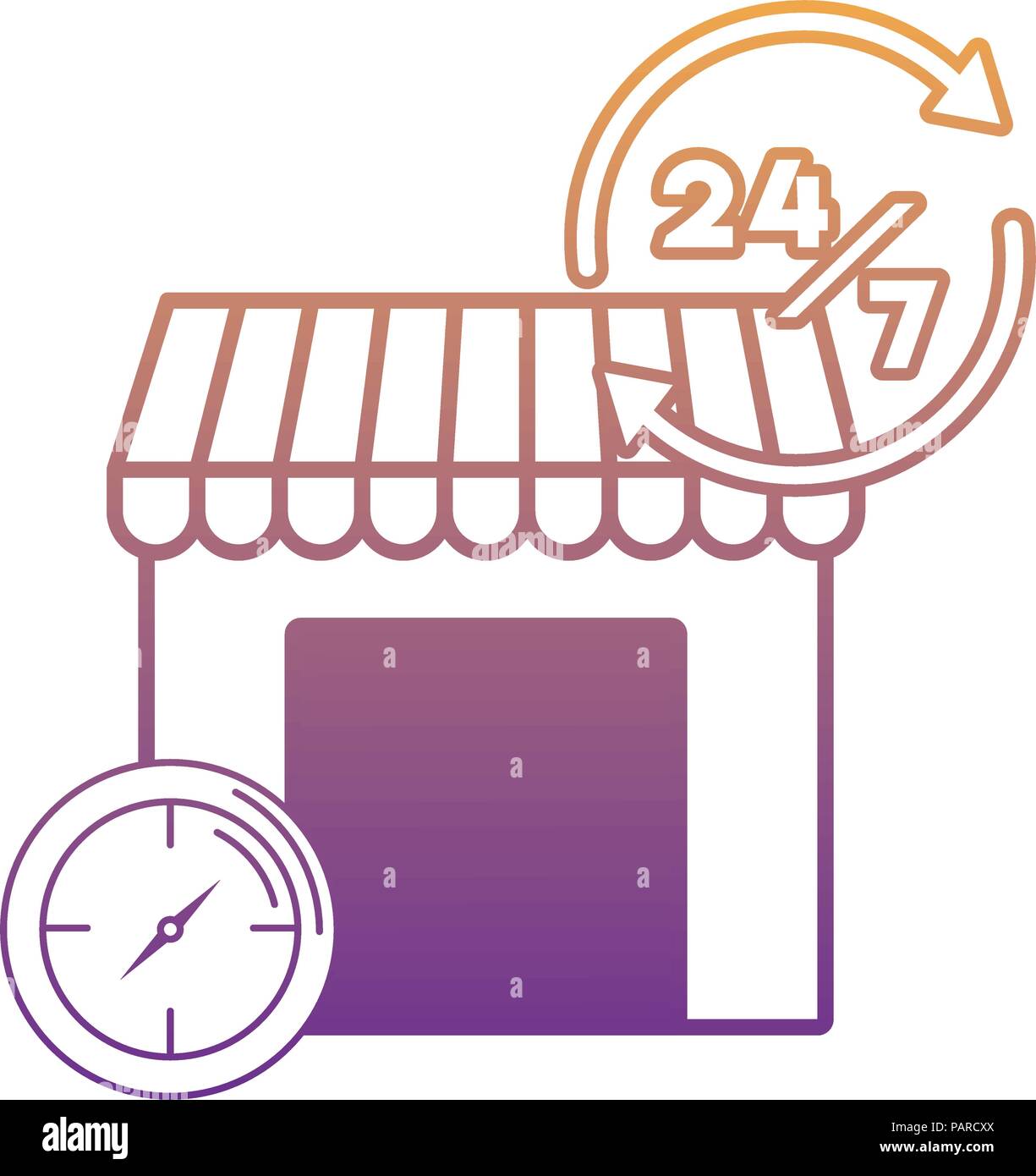 store and clock icon over white background, vector illustration Stock ...