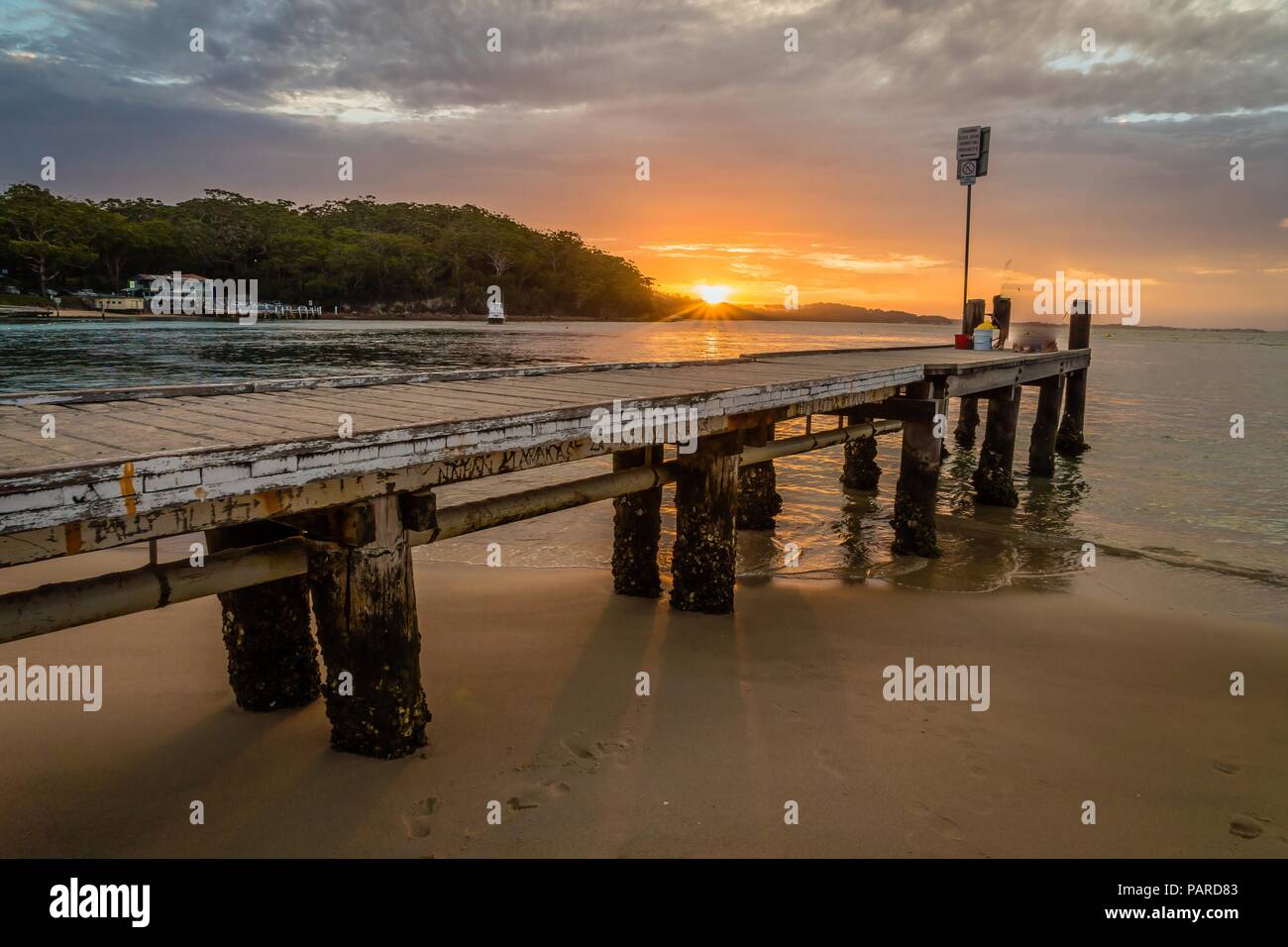 Sunset from Little beach pier in Port Stephens and Nelson Bay ...