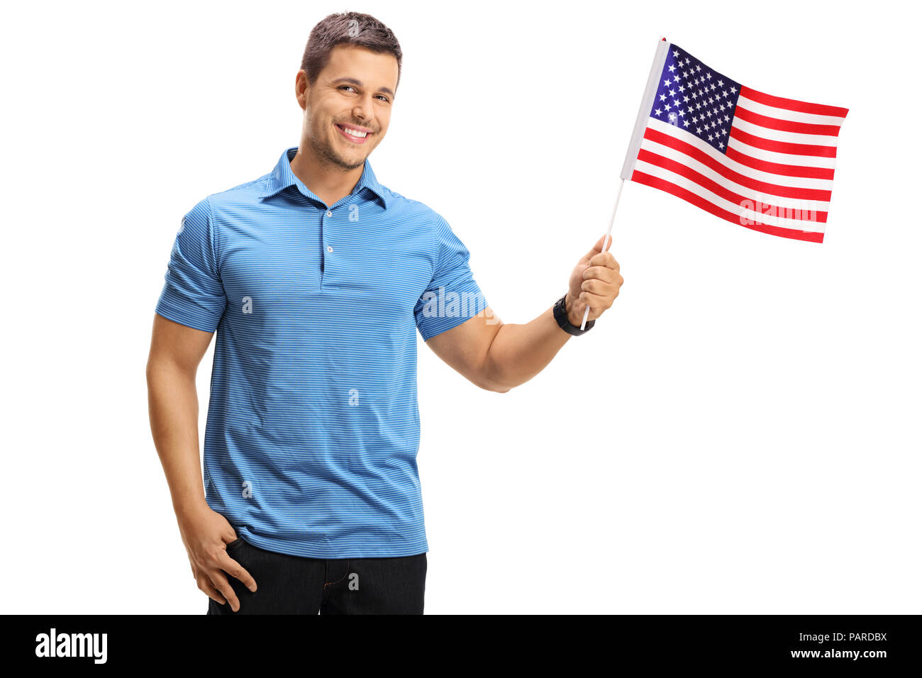 Man waving american flag Cut Out Stock Images & Pictures - Alamy