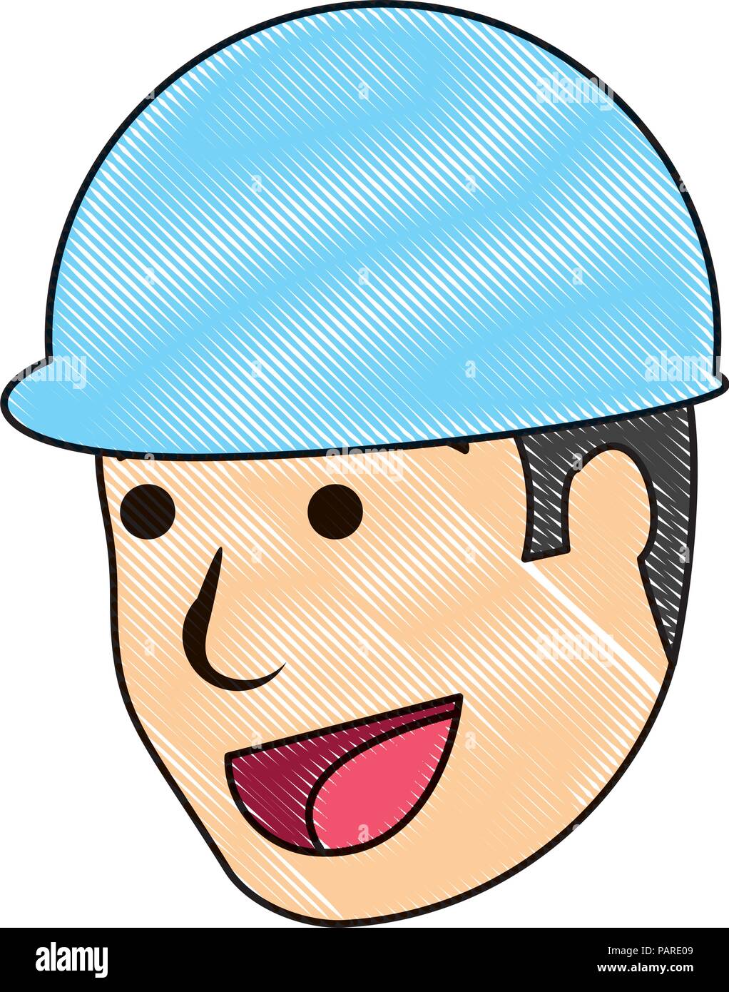 industrial security design with cartoon man with safety helmet icon ...