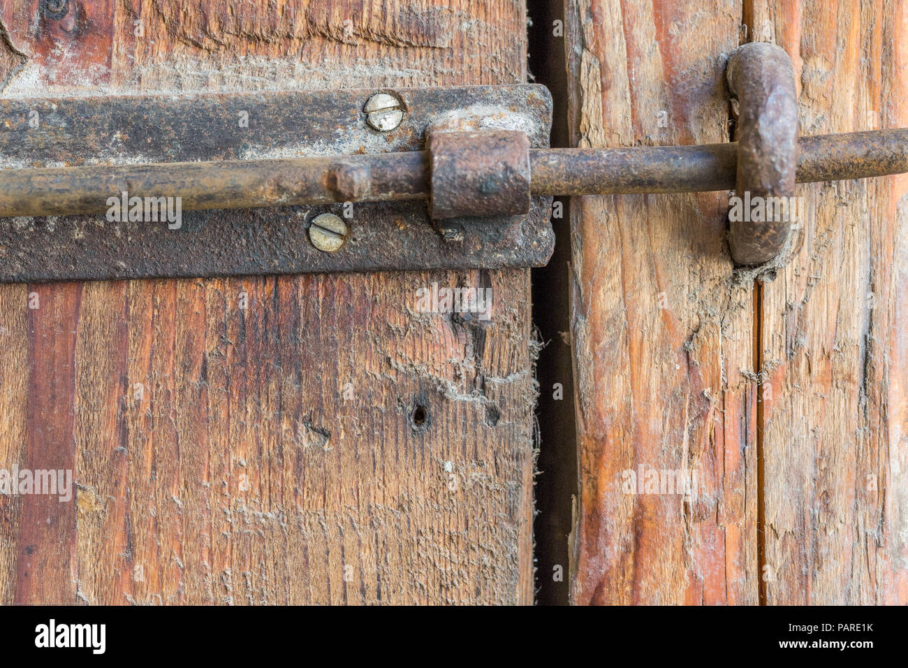 Ancient Wooden Door With Lock Stock Photo - Alamy