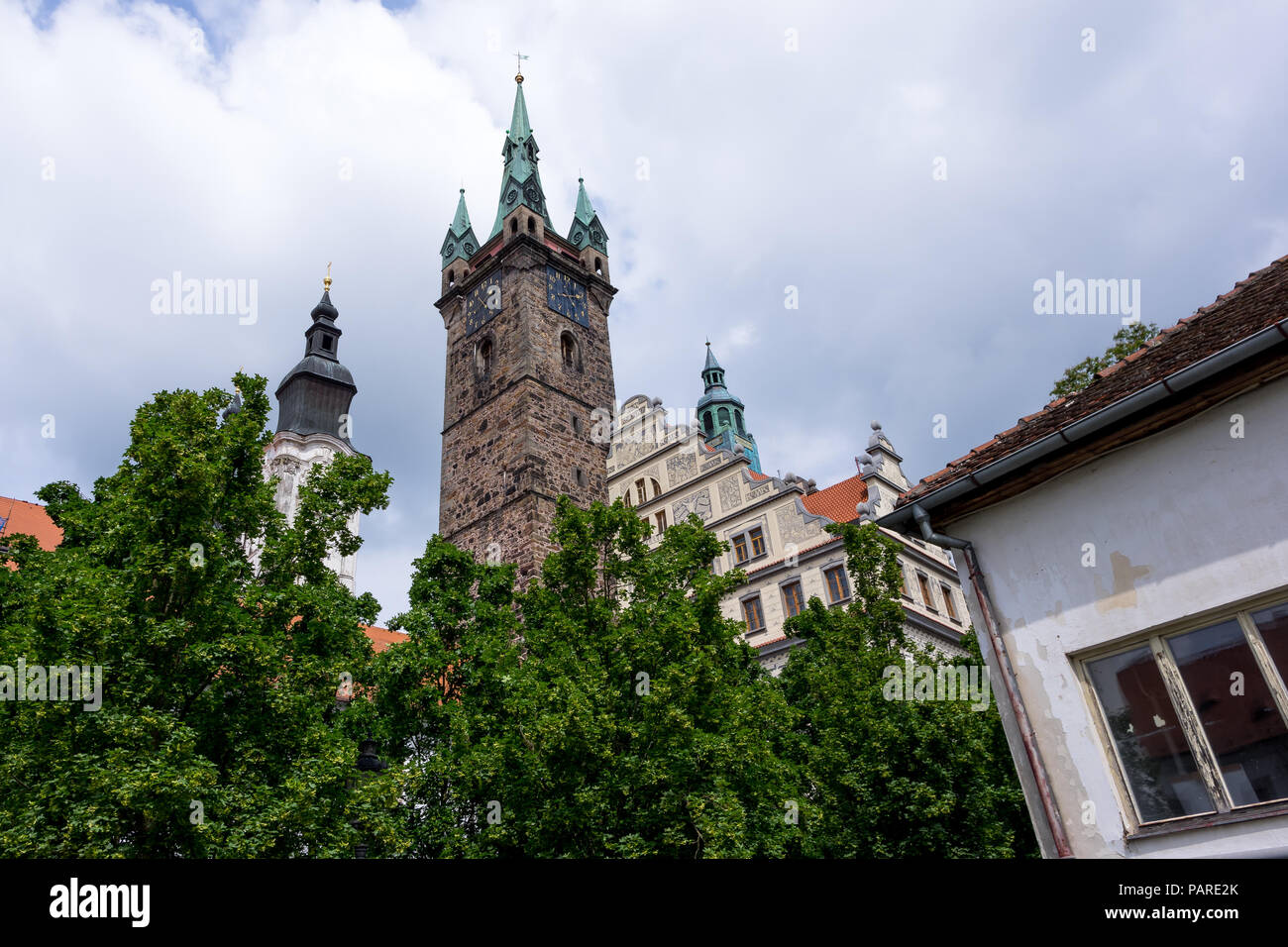 Black tower rear view Stock Photo - Alamy