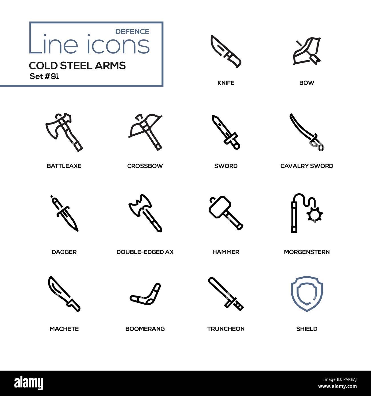 Cold steel arms - modern line design icons set Stock Vector Image & Art ...
