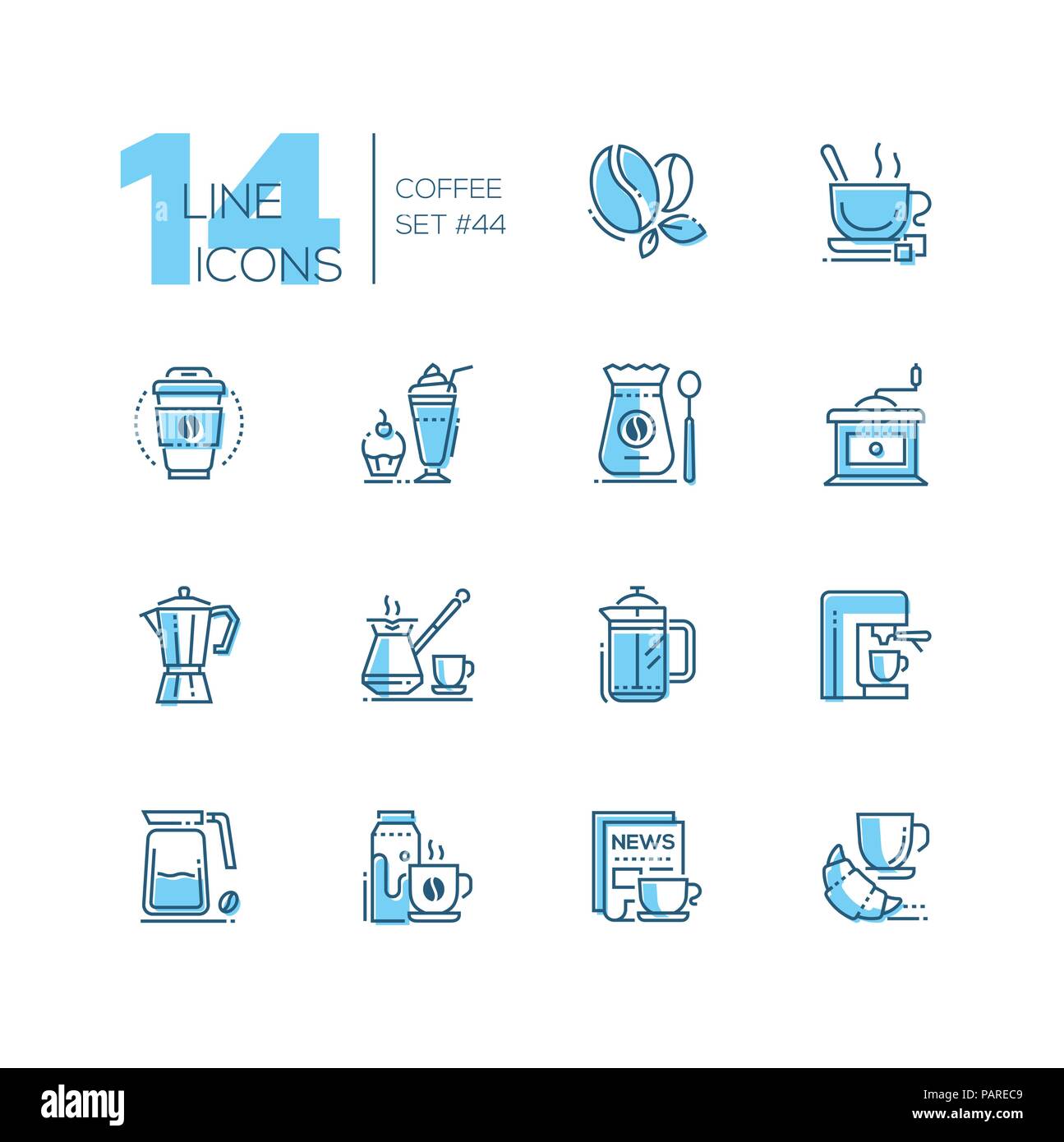 Coffee line icon set hi-res stock photography and images - Alamy