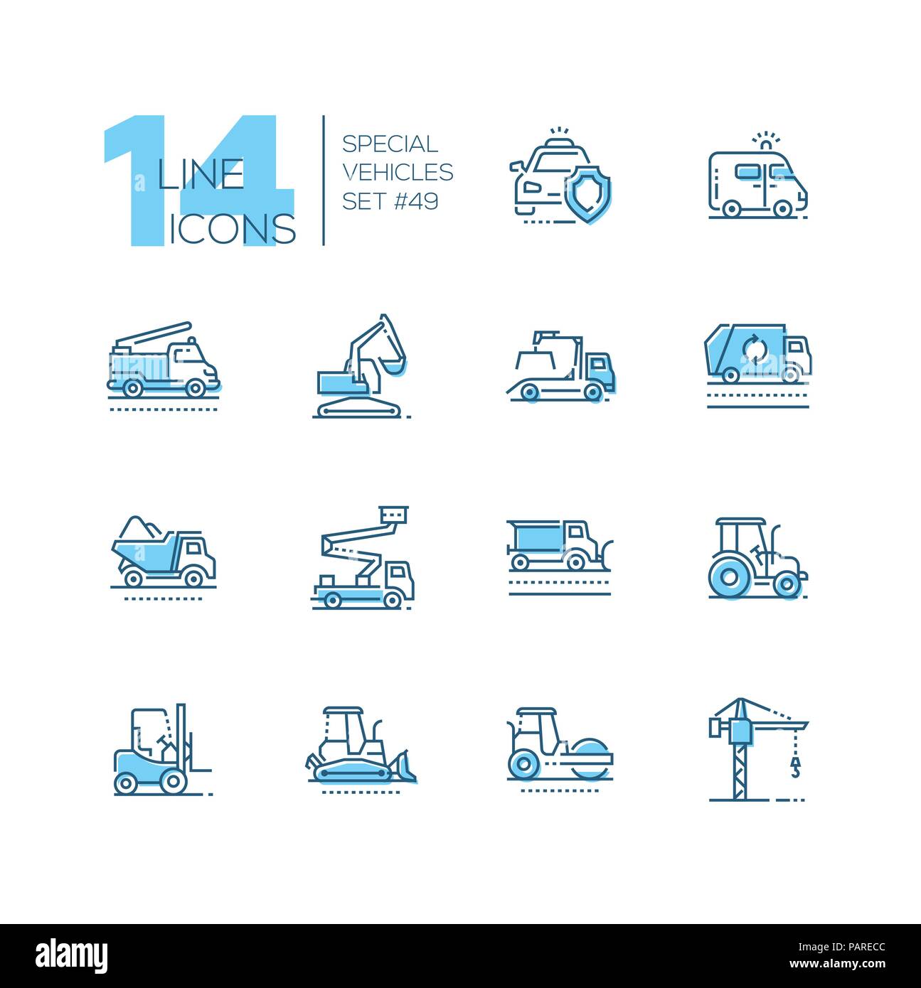 Special vehicles - line design blue icons set Stock Vector Image & Art ...