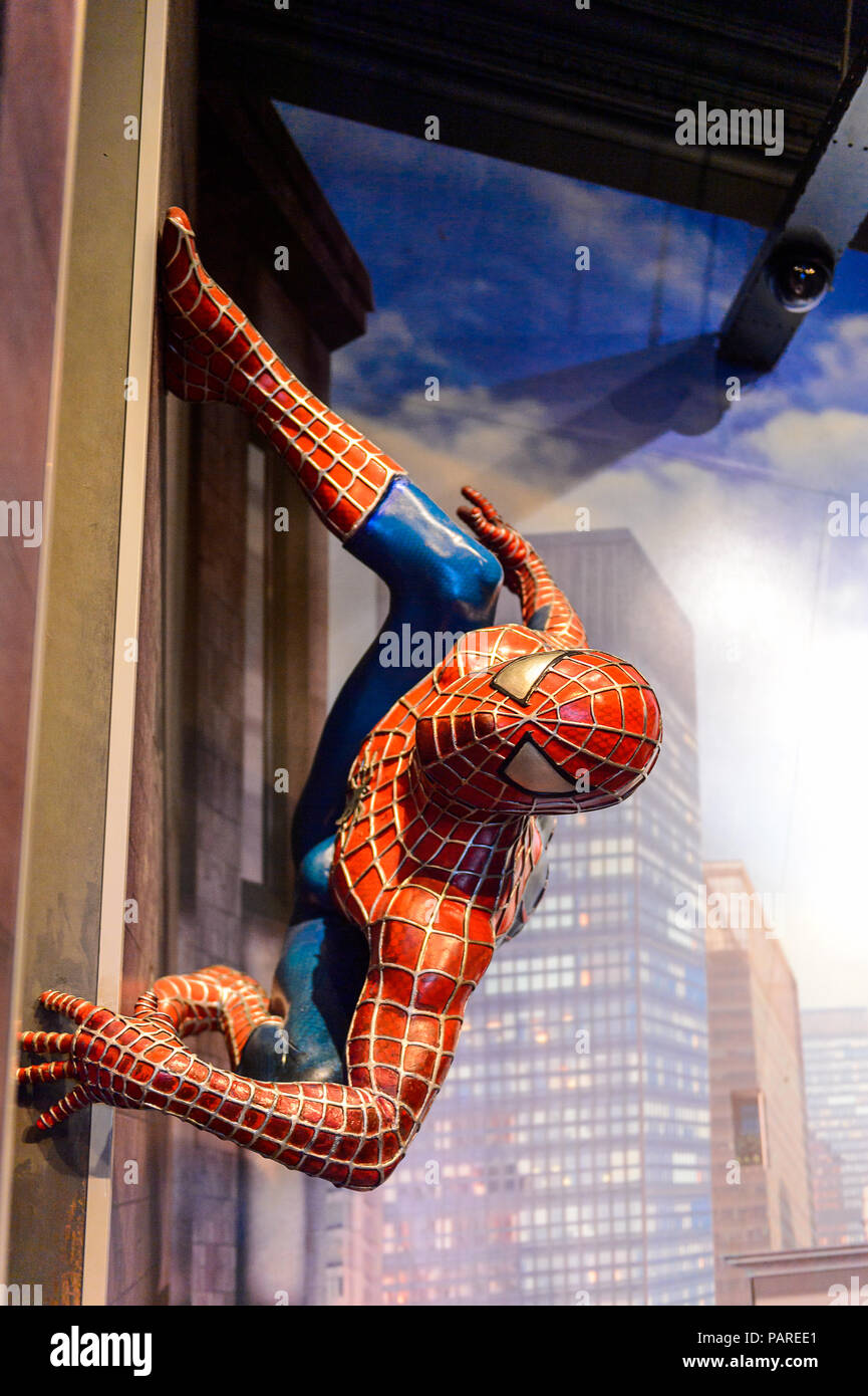 AMSTERDAM, NETHERLANDS - JUN 1, 2015: Spiderman in the Madame Tussauds ...