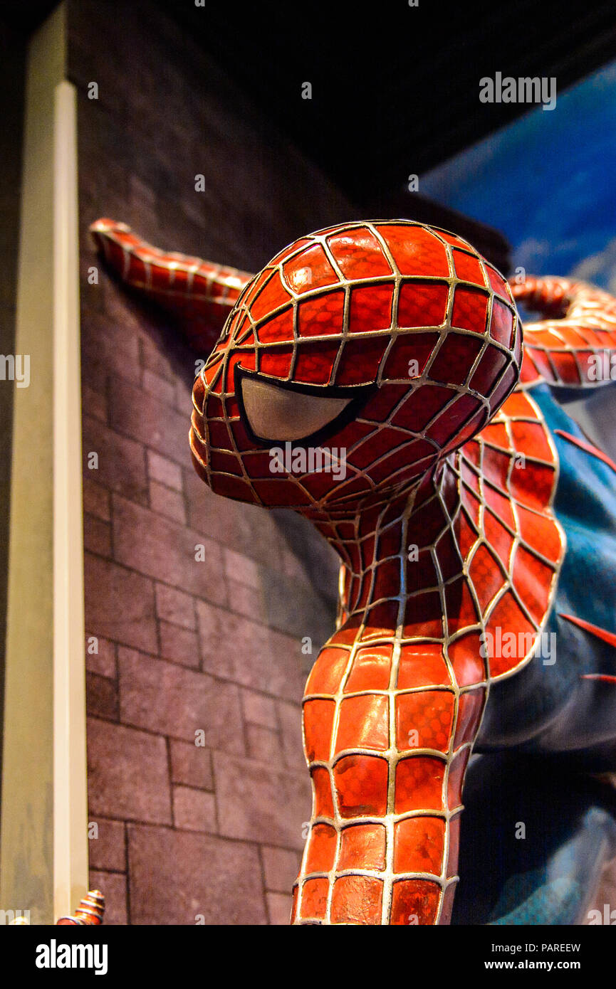 AMSTERDAM, NETHERLANDS - JUN 1, 2015: Spiderman in the Madame Tussauds ...