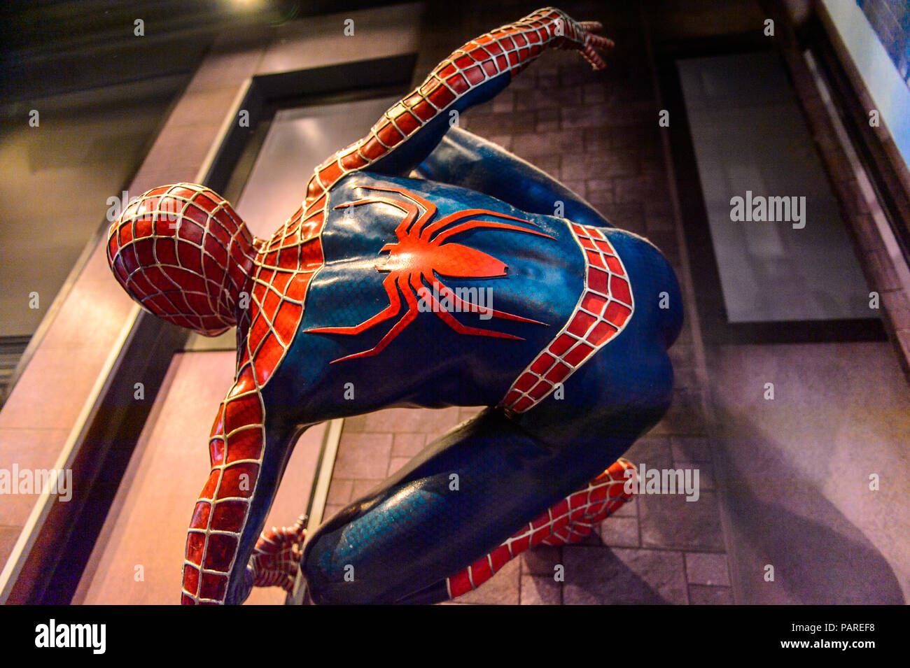 AMSTERDAM, NETHERLANDS - JUN 1, 2015: Spiderman in the Madame Tussauds ...