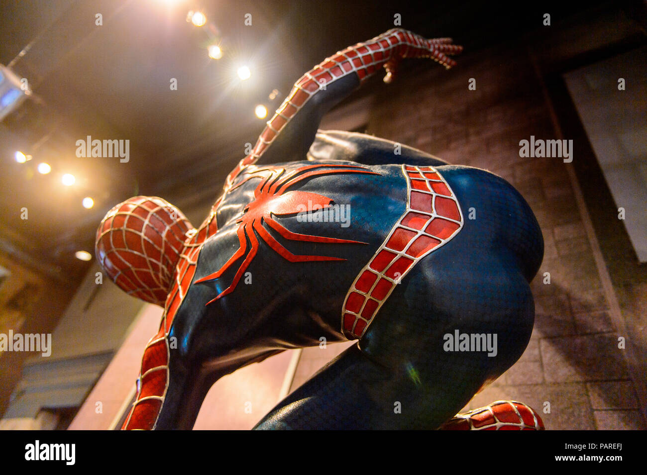 AMSTERDAM, NETHERLANDS - JUN 1, 2015: Spiderman in the Madame Tussauds ...