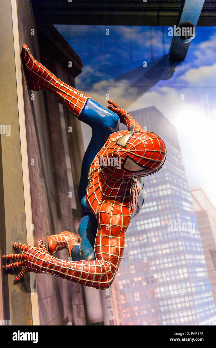 AMSTERDAM, NETHERLANDS - JUN 1, 2015: Spiderman in the Madame Tussauds ...