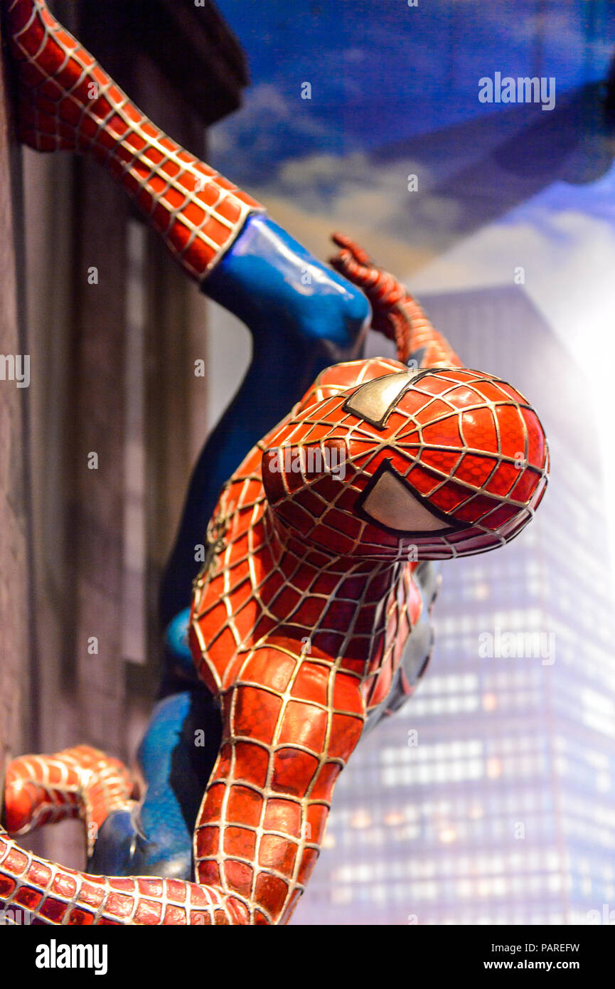 AMSTERDAM, NETHERLANDS - JUN 1, 2015: Spiderman in the Madame Tussauds ...