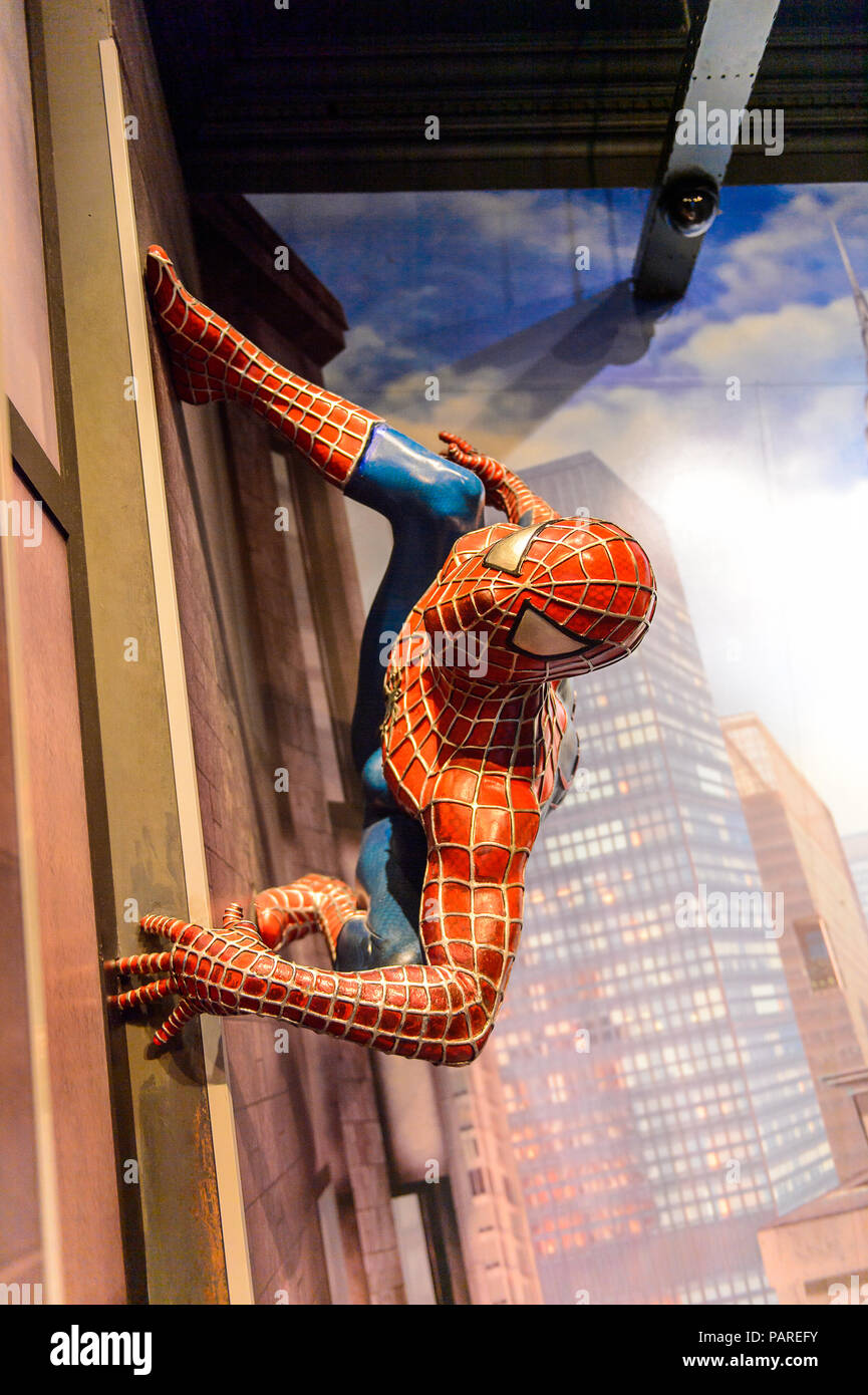 AMSTERDAM, NETHERLANDS - JUN 1, 2015: Spiderman in the Madame Tussauds ...