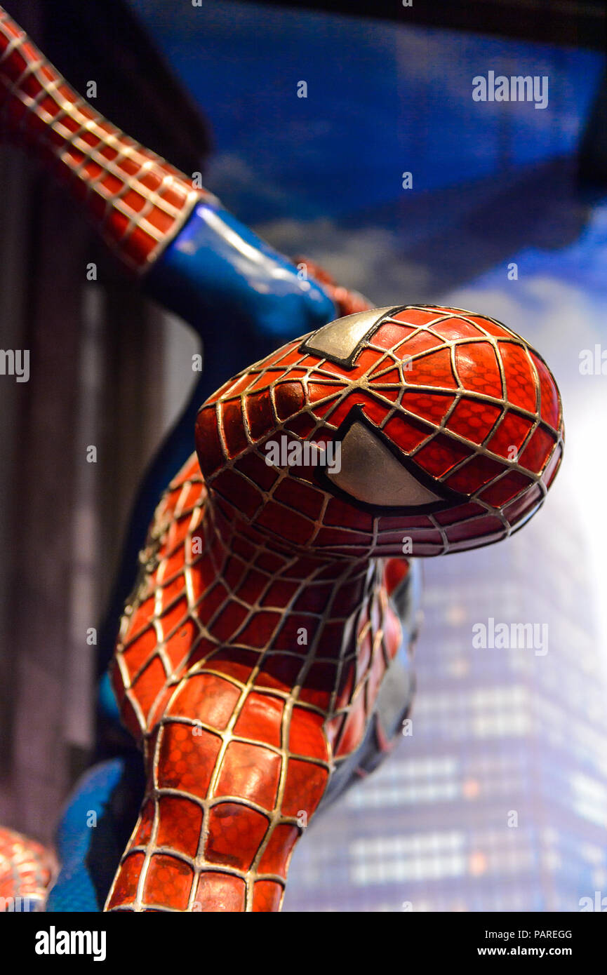 AMSTERDAM, NETHERLANDS - JUN 1, 2015: Spiderman in the Madame Tussauds ...