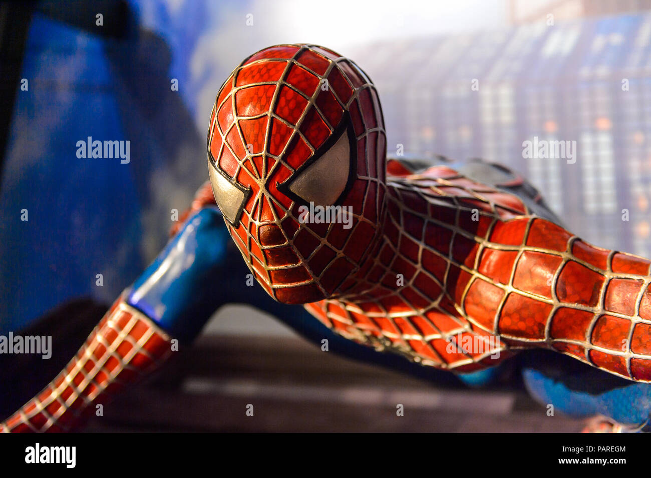 AMSTERDAM, NETHERLANDS - JUN 1, 2015: Spiderman in the Madame Tussauds ...