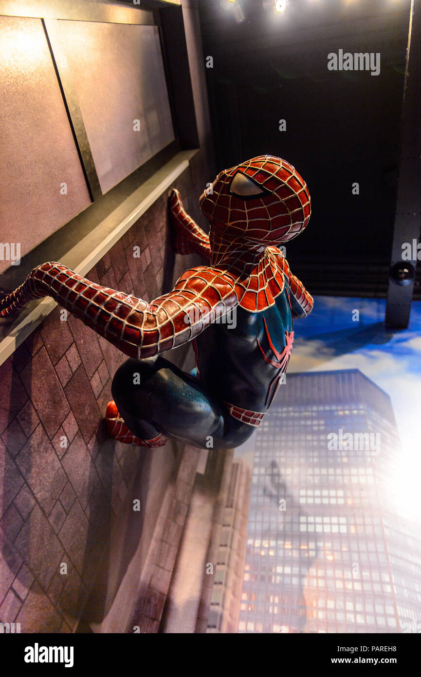 AMSTERDAM, NETHERLANDS - JUN 1, 2015: Spiderman in the Madame Tussauds ...