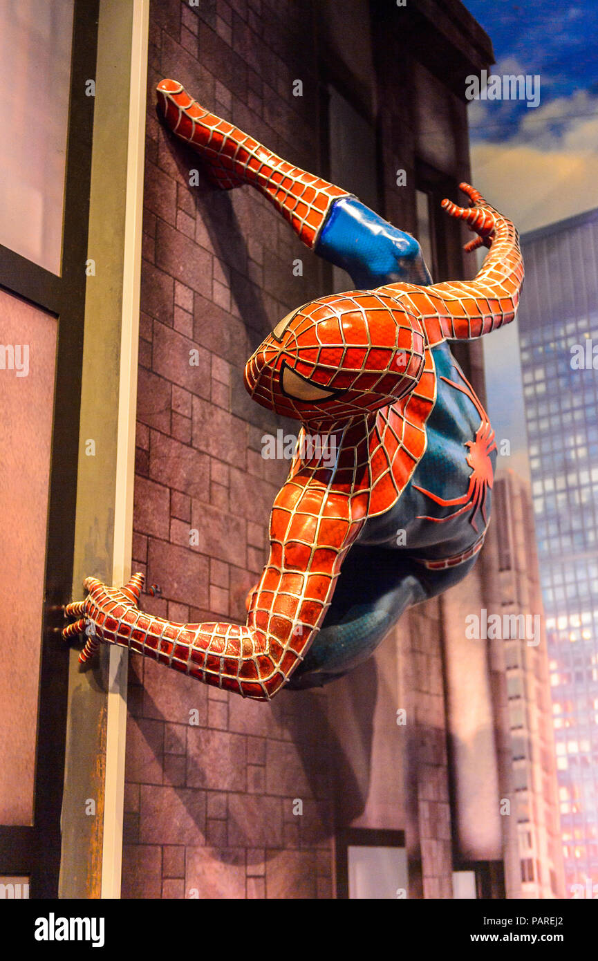 AMSTERDAM, NETHERLANDS - JUN 1, 2015: Spiderman in the Madame Tussauds ...