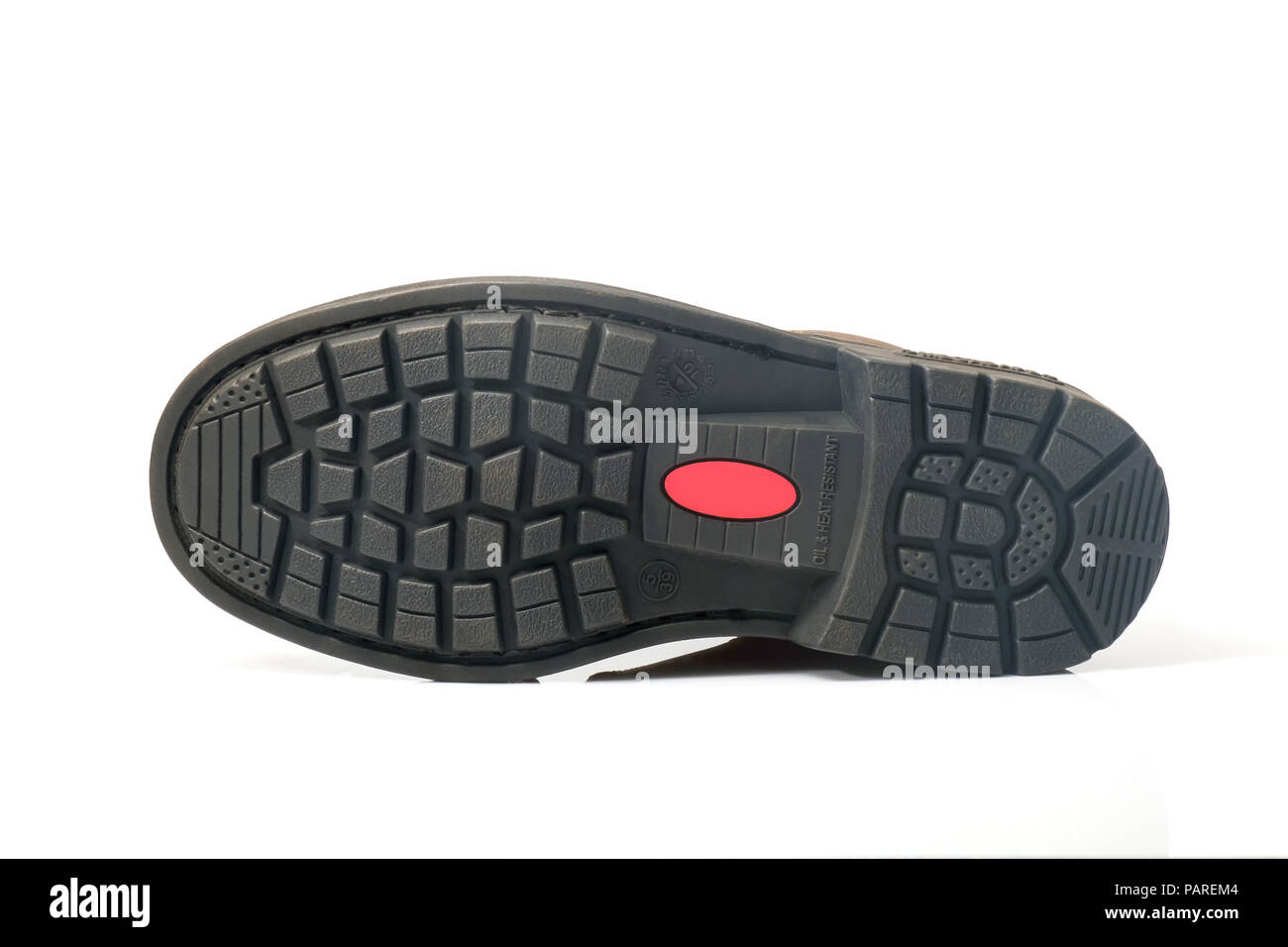 Safety shoes on white background. Protection devices for industrial ...
