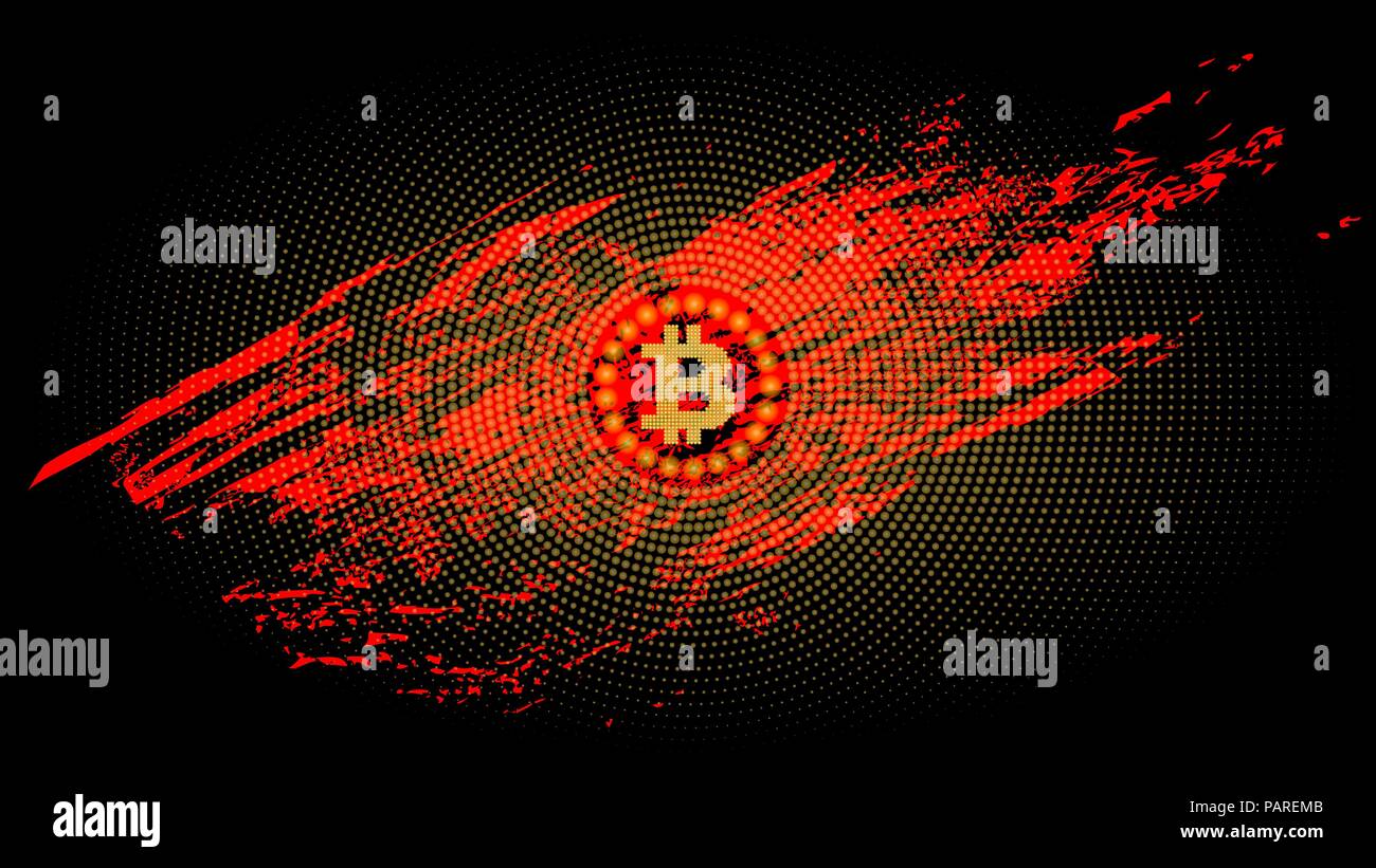 Abstract technology bitcoin symbol. Virtual money / Digital currency ...