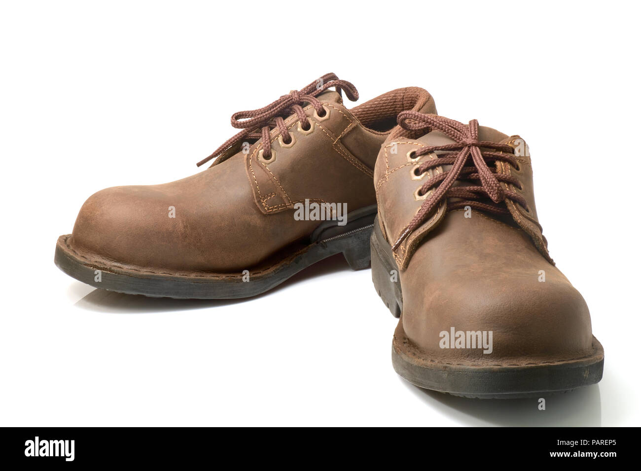 Safety shoes on white background. Protection devices for industrial ...