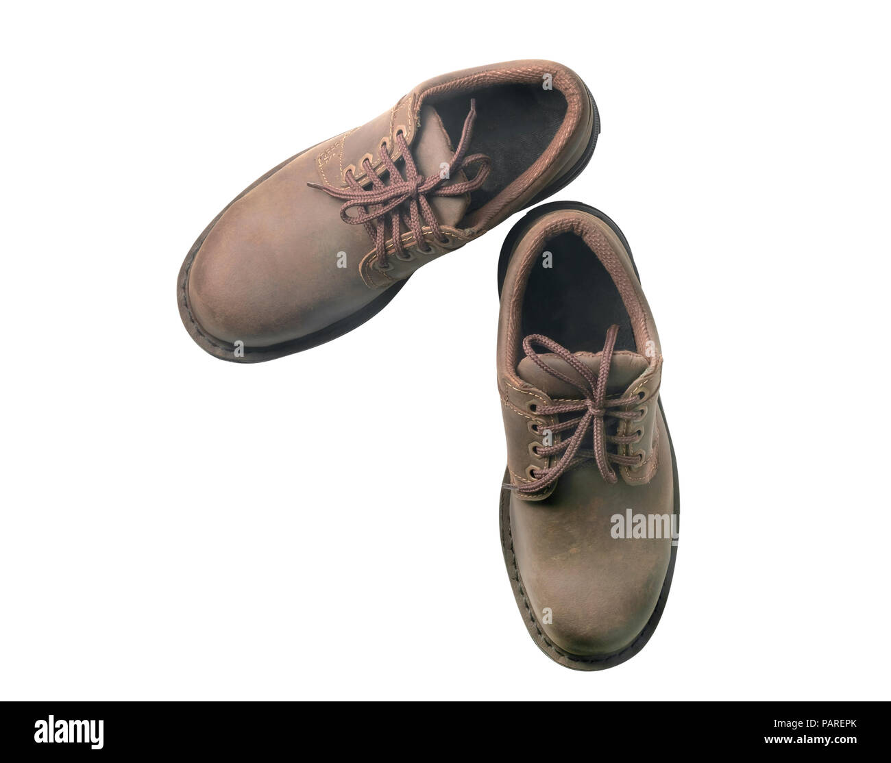 Safety shoes on white background. Protection devices for industrial ...