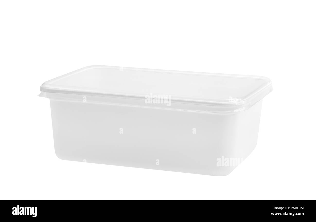 Plastic food container on white background Stock Photo - Alamy