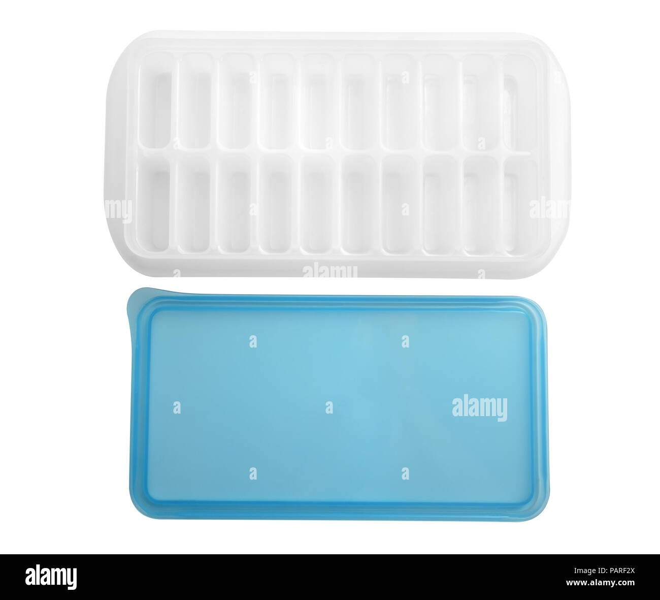 Plastic ice container on white background Stock Photo - Alamy