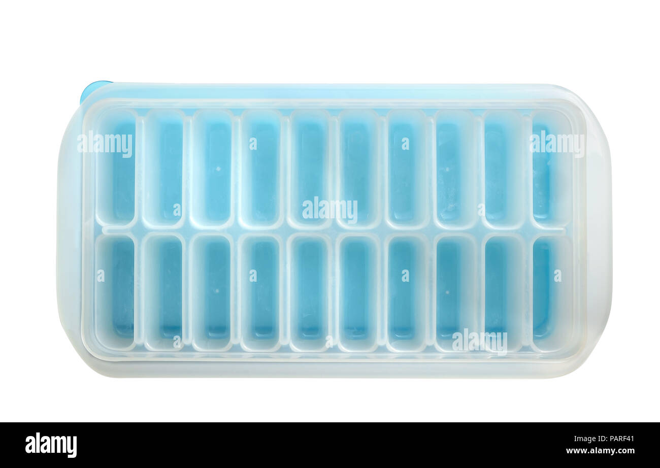 Plastic ice container on white background Stock Photo - Alamy