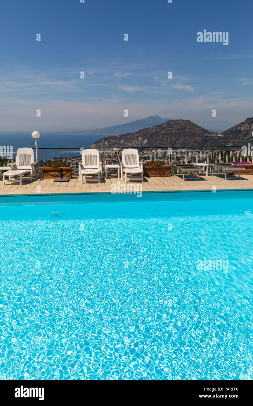 Swimming pool on the Amalfi Coast with views of the Gulf of Naples and ...