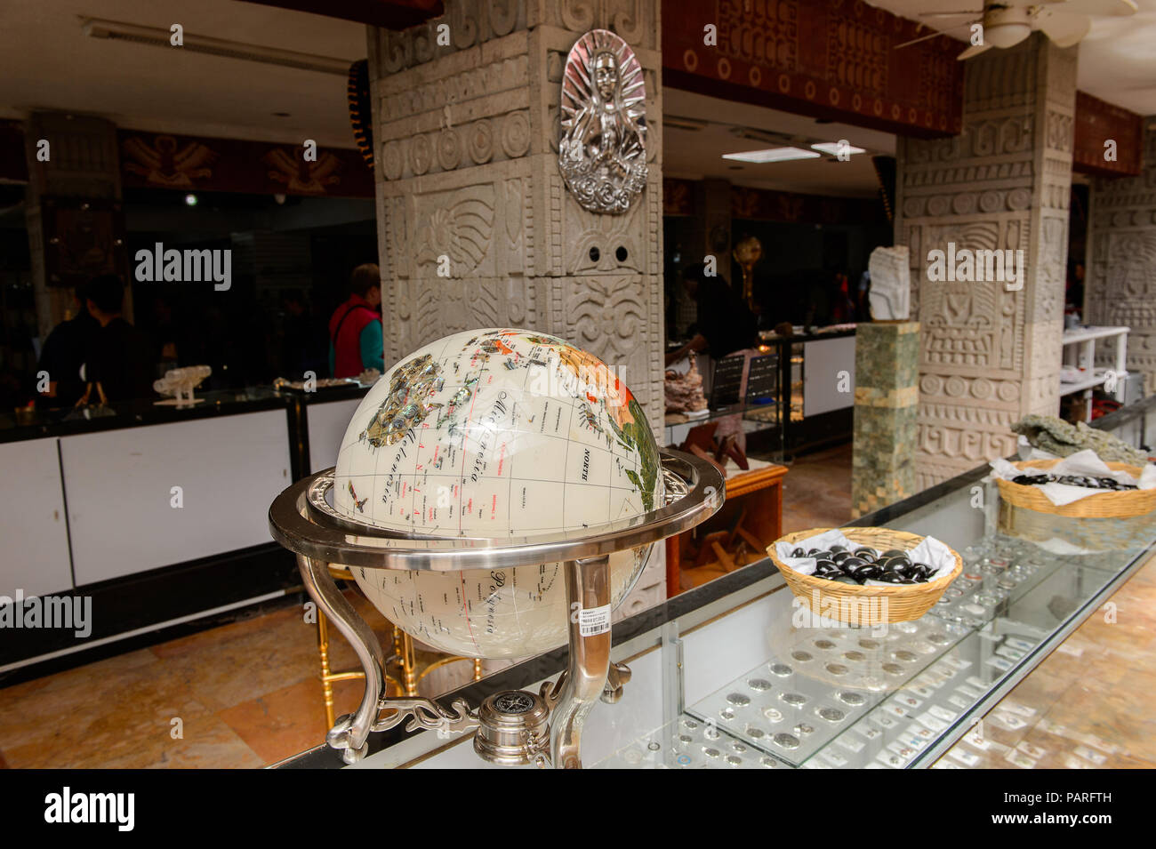 MEXICO CITY, MEX - OCT 27, 2016: Interior of a Souvenir shop with the ...